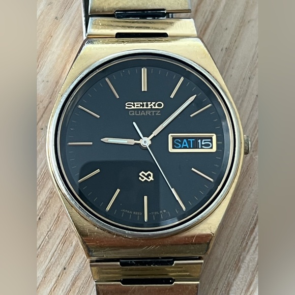 Seiko | Accessories | Seiko Sq Rare Vintage Watch Black Dial Gold Case ...